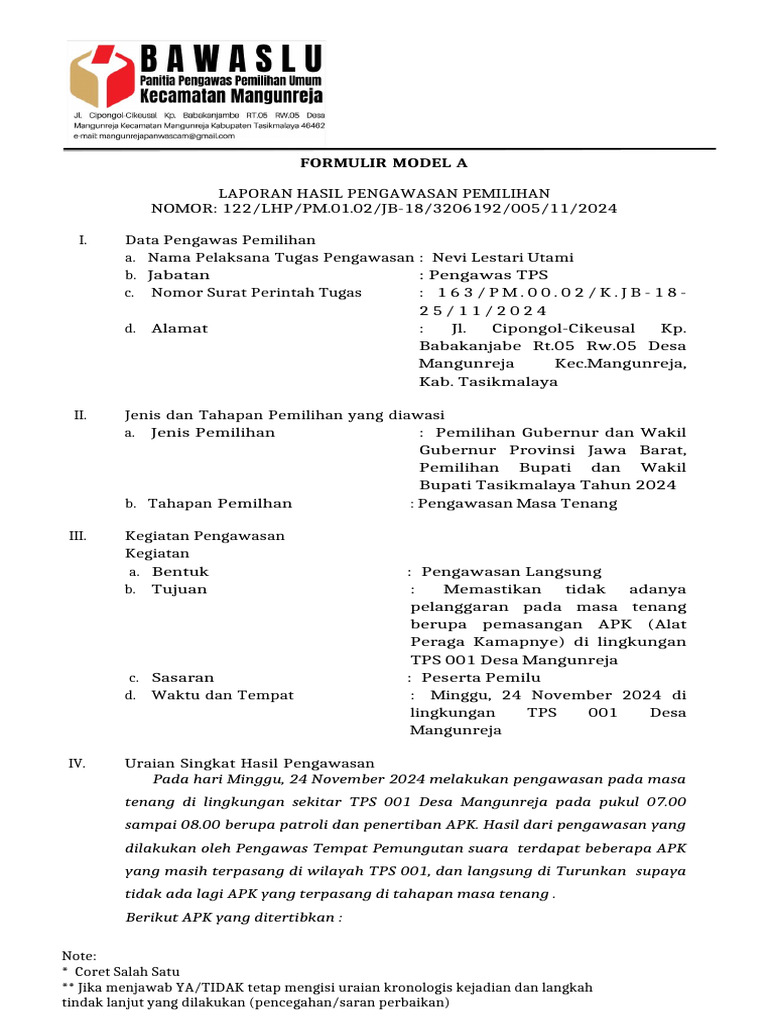 FORM A PKD Masa Tenang 24 Nov 2024 | PDF