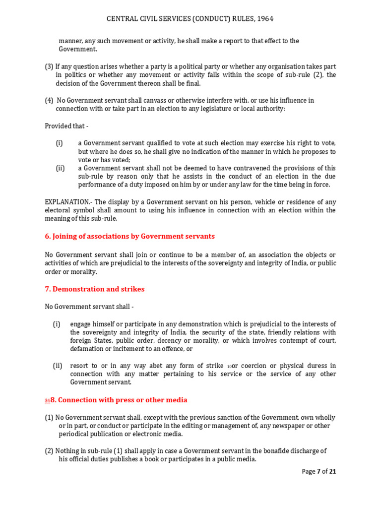 CCS Conduct Rules 1964 Updated 27feb15 0 | PDF | Elections | Common Law