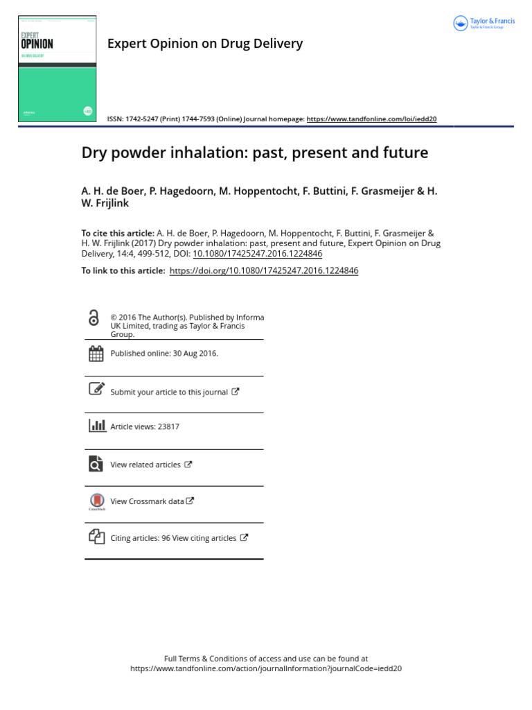 Dry Powder Inhalation Past Present and Future | PDF | Pharmaceutical ...