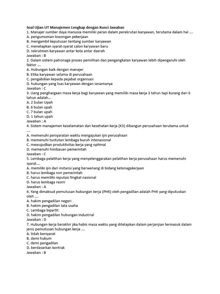SOAL UAS MANAJEMEN - 2 | PDF