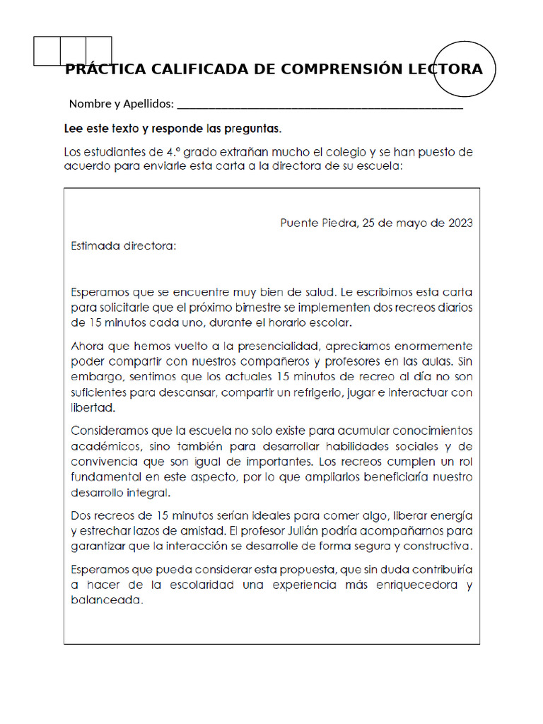 Práctica de Comprensión Lectora 7 | PDF