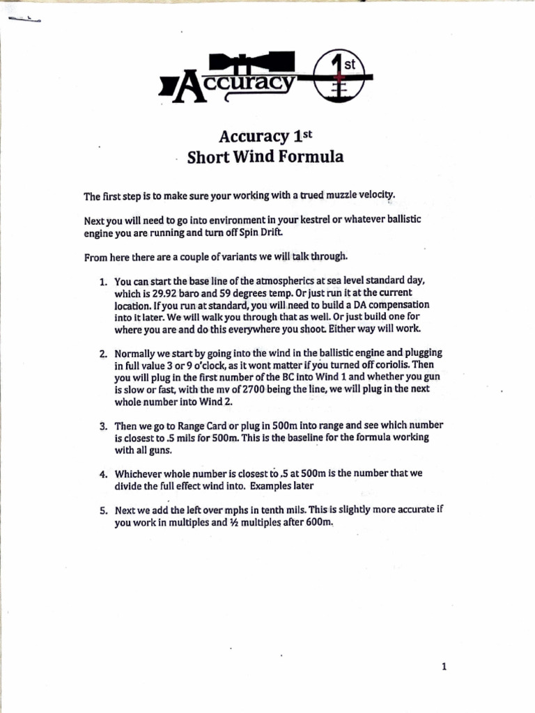 Short Wind Formula for Ballistic Accuracy | PDF | Applied And ...