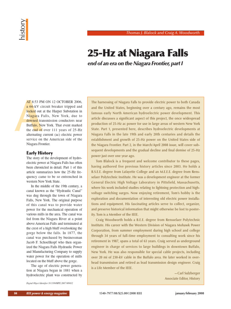 Niagara Falls: 25-Hz Power History | PDF | Alternating Current ...