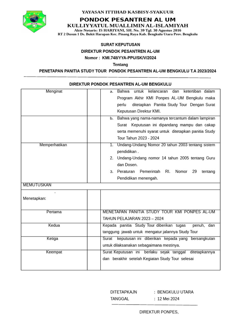 SK Panitia Study Tour | PDF