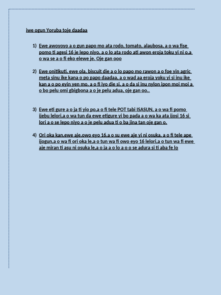 Iwe Ogun Yoruba Toje Daadaa | PDF