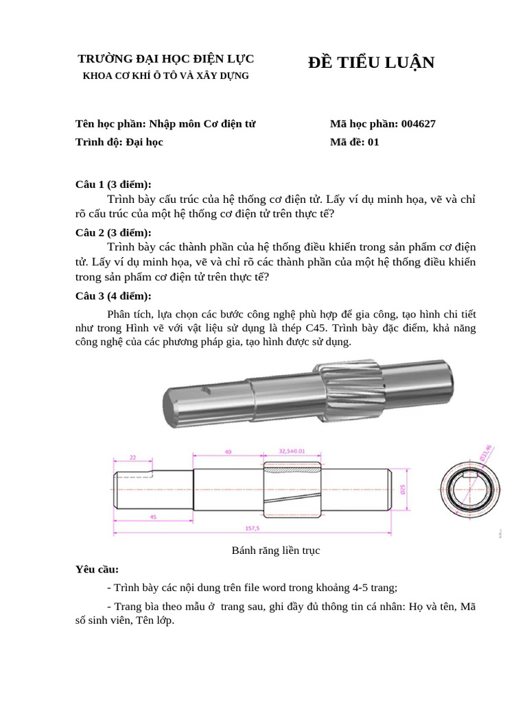 De Tieu Luan Mon Nhap Mon Co Dien Tu | PDF