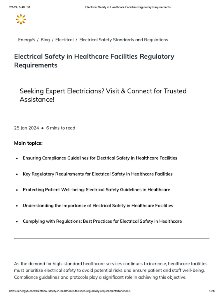 Electrical Safety Guidelines for Healthcare | PDF | Safety | Regulatory ...