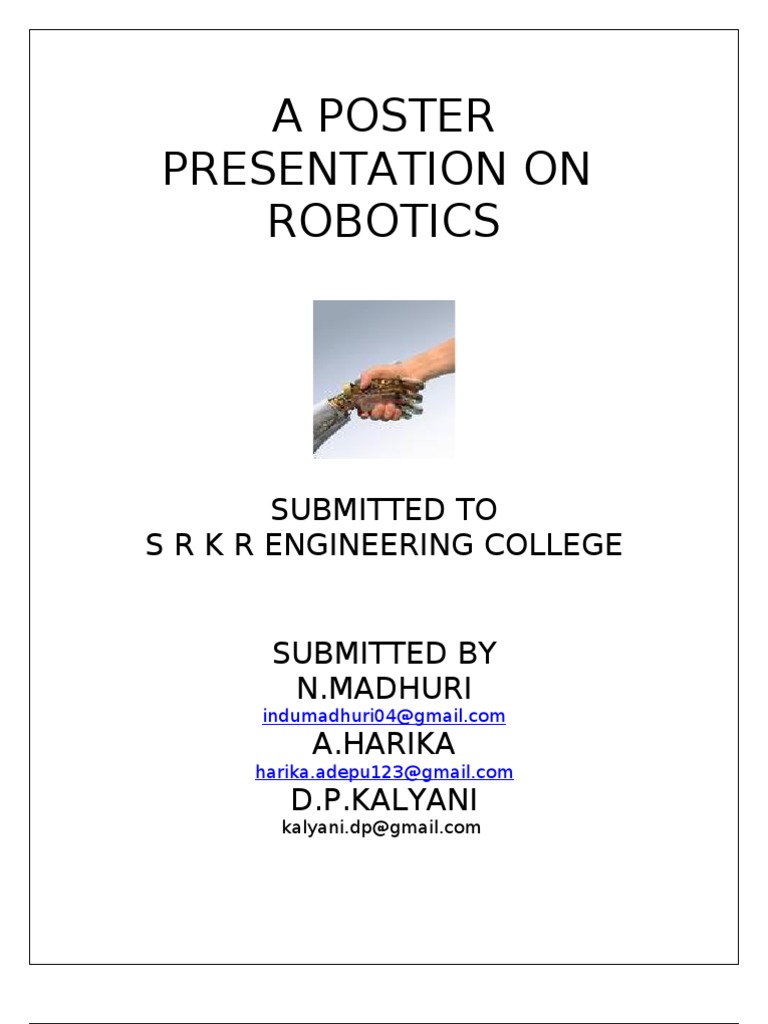A Poster Presentation On Robotics. | PDF | Technology & Engineering