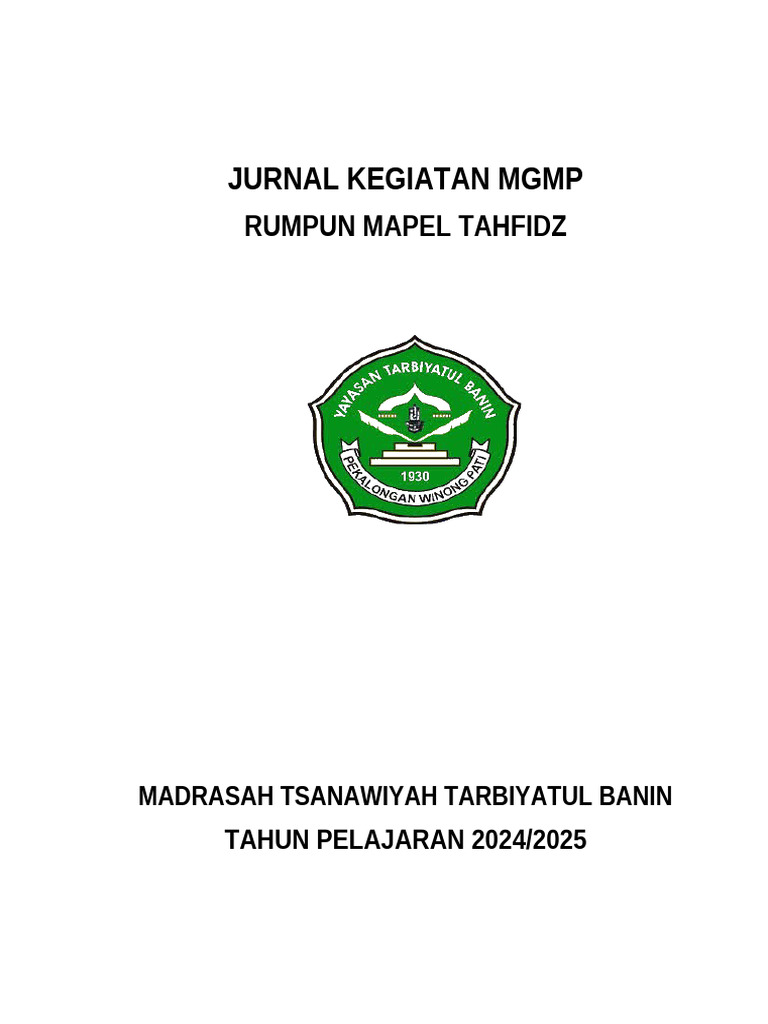 Cover Jurnal Kegiatan MGMP | PDF