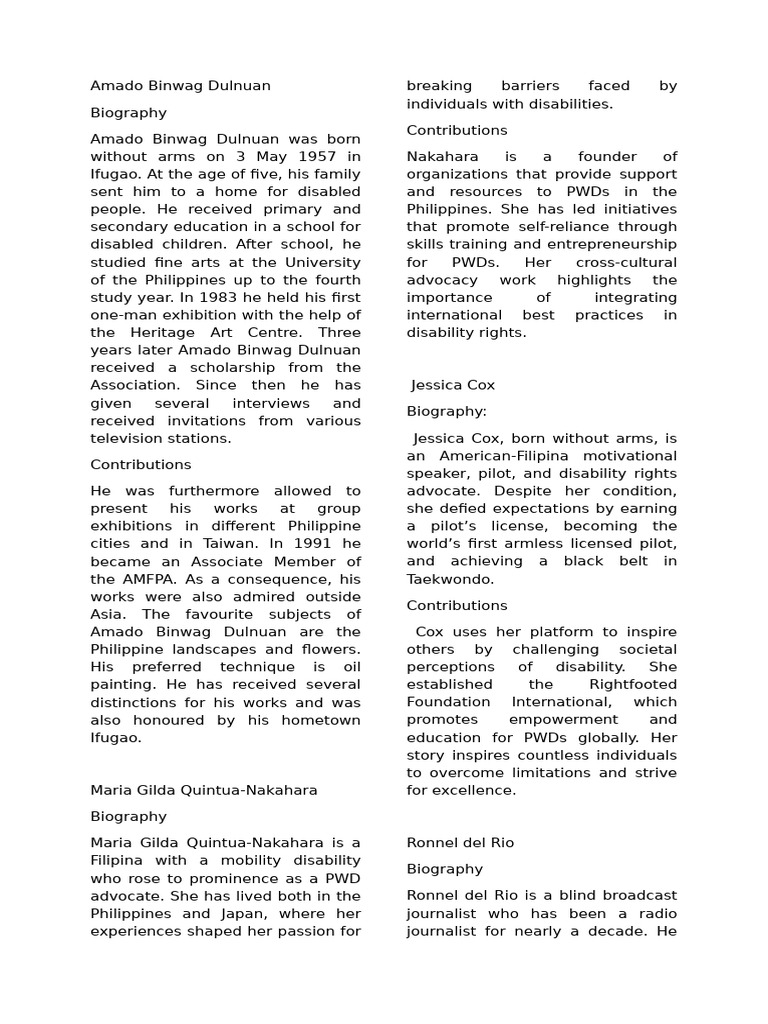 Biography-Scrapbook 022202 | PDF | Disability