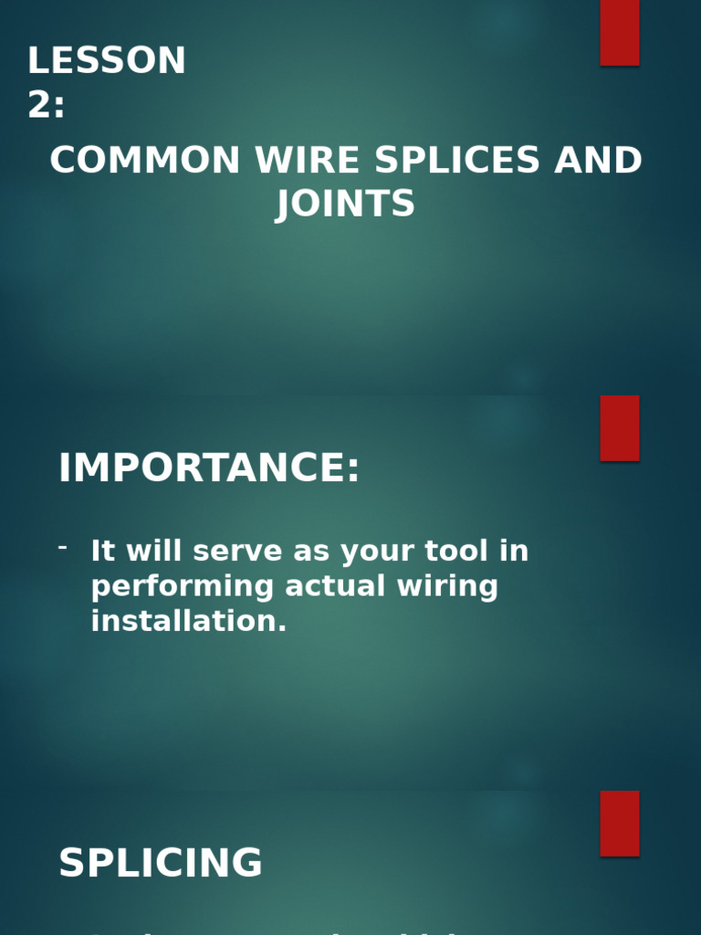 Lesson 2 Common Wire Splices | PDF | Wire | Voltage