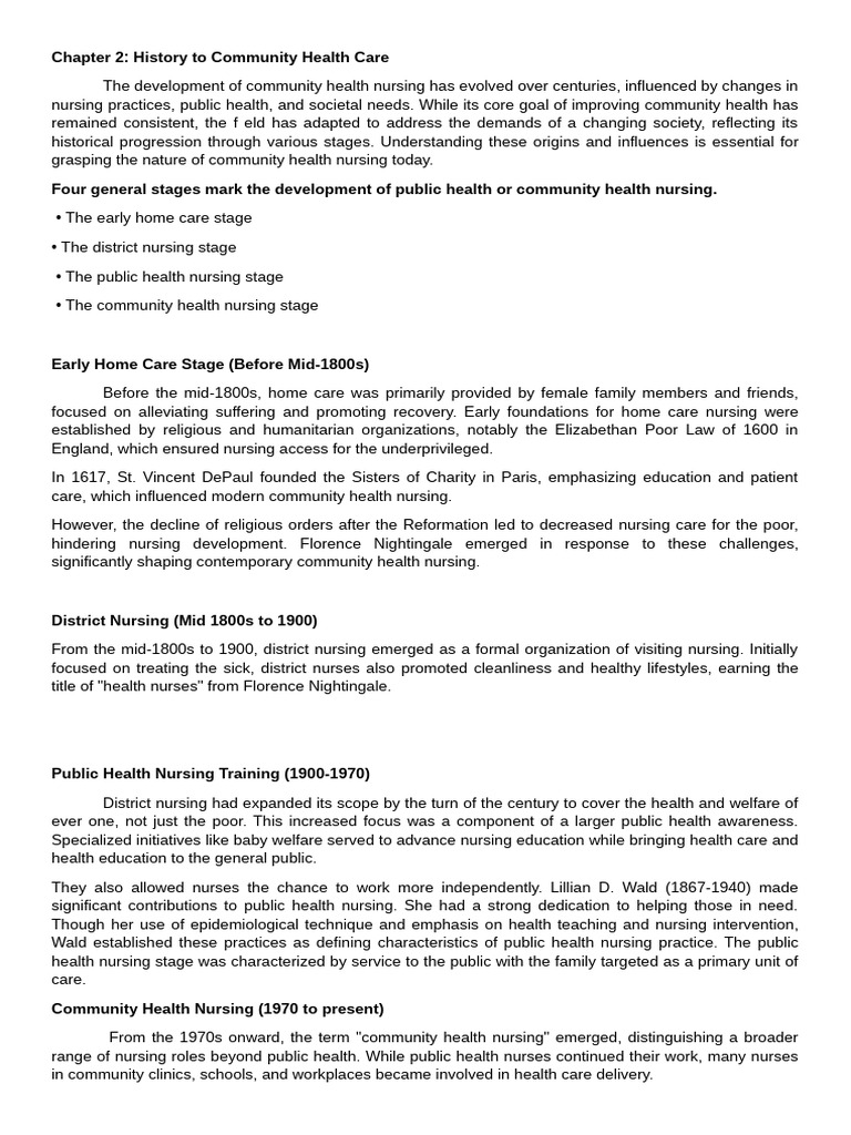 Chapter 2: History To Community Health Care | PDF | Nursing | Health Care