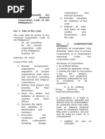 Summary Outline of Revised Corporation Code | PDF | Board Of Directors ...