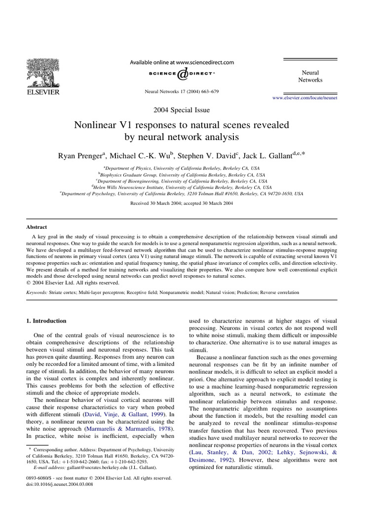 NN 17 663 | PDF | Artificial Neural Network | Visual Cortex