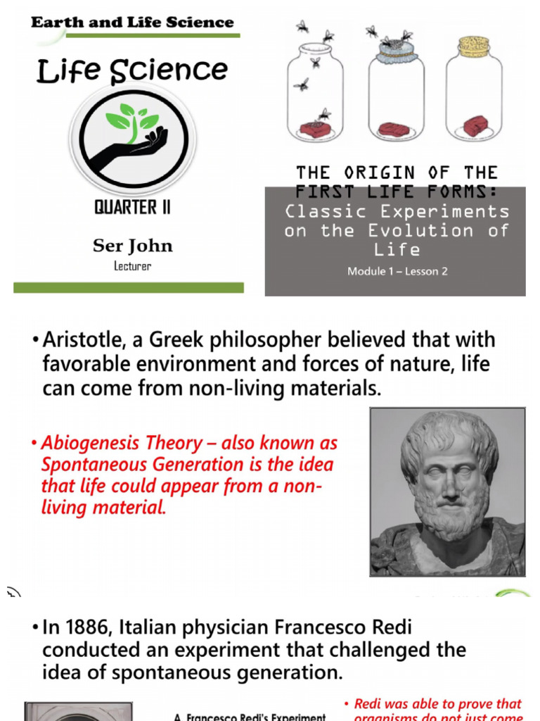 Lesson 2 ESL THE ORIGIN OF THE LIFE FORMS | PDF