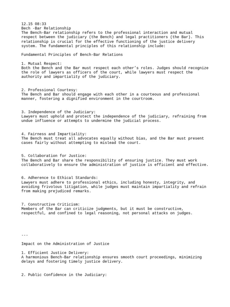 Bench-Bar Relations Explained | PDF | Justice | Crime & Violence