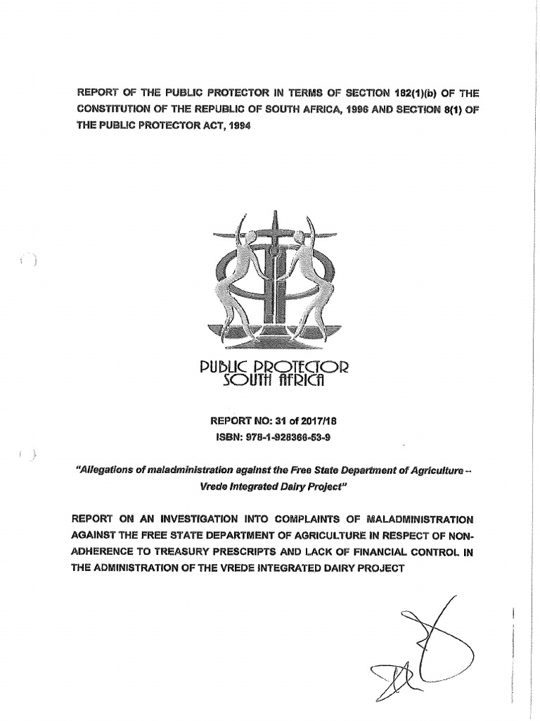 Vrede Farm Dairy Public Protector Report | PDF