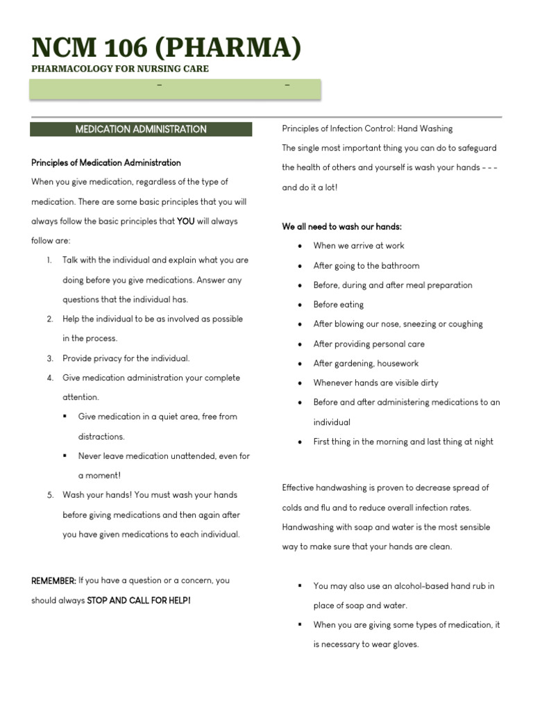NCM 106 (Pharma) Medication Administration | PDF | Dose (Biochemistry) | Chemistry