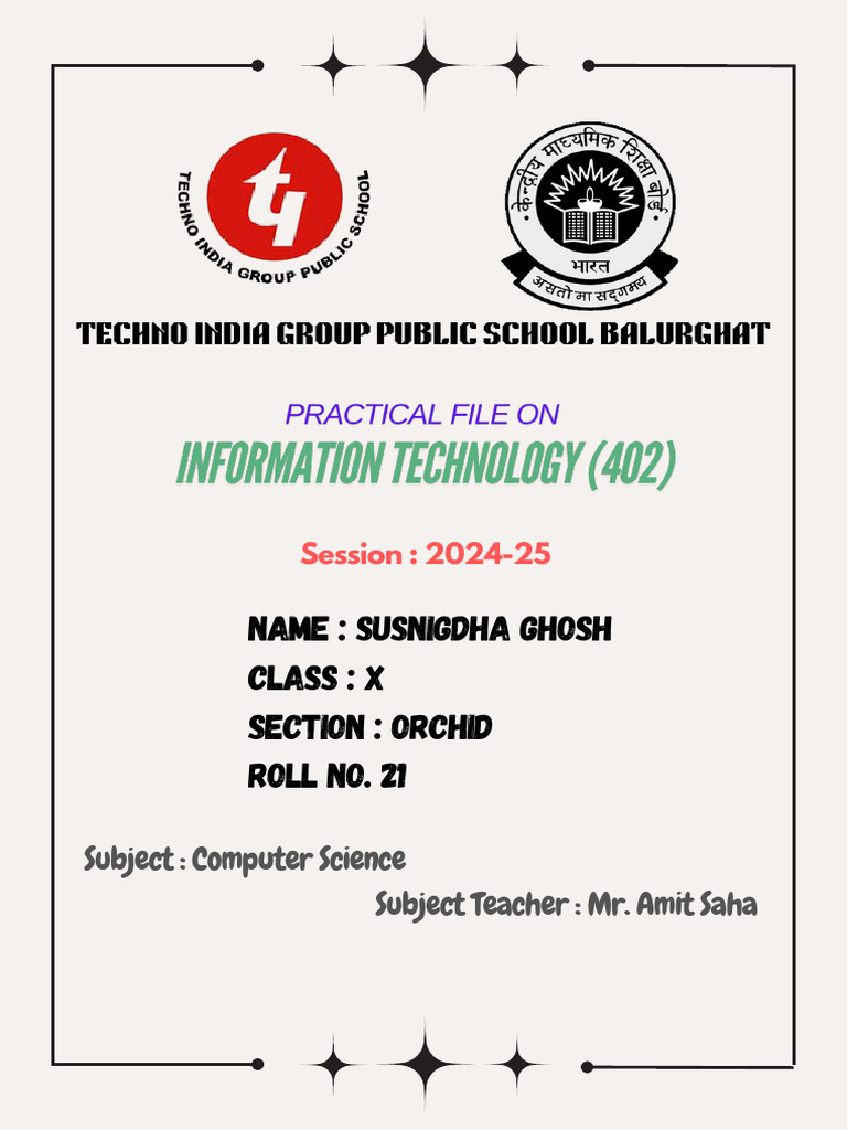Practical File On Infirmation Technology | PDF