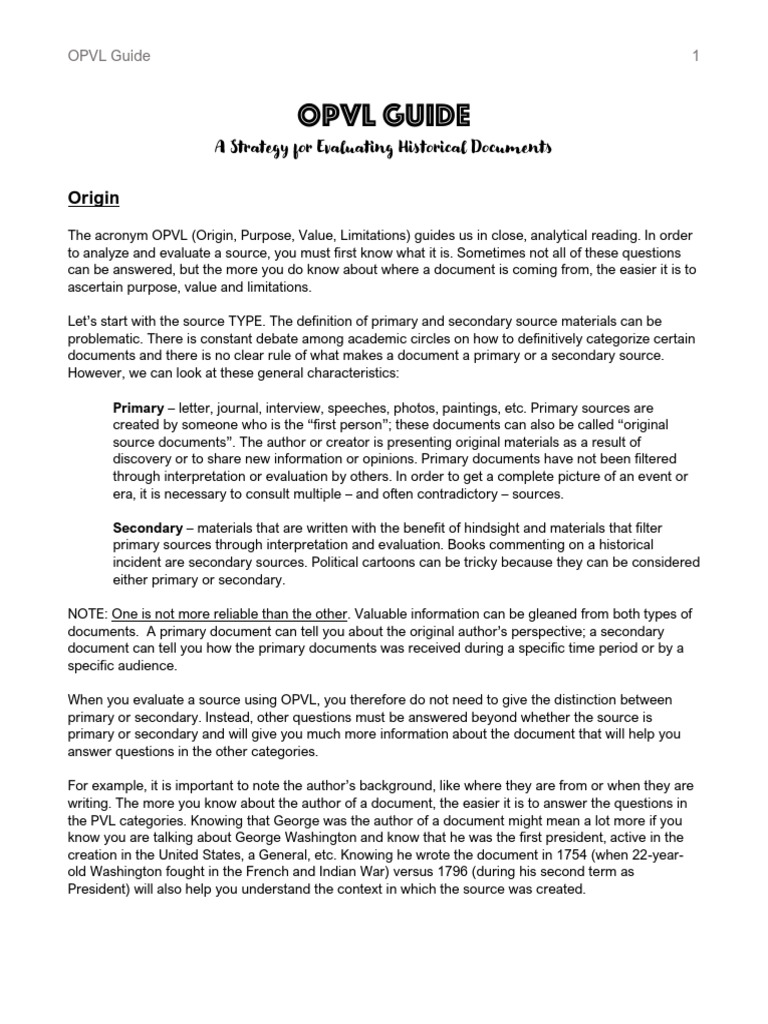Evaluating Primary Sources with OPVL | PDF | Bias | Propaganda
