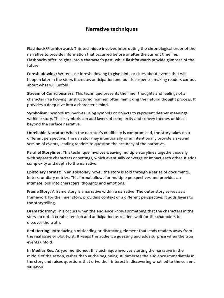 Narrative Techniques and Literary Genre | PDF | Narration | Narrative