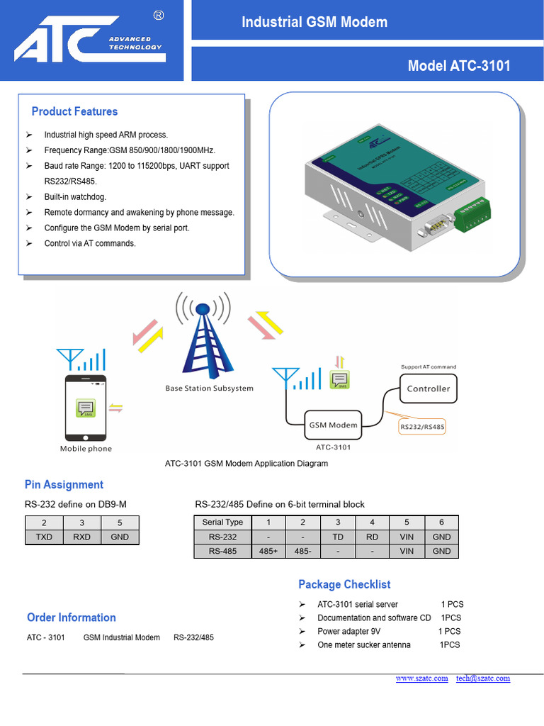 Atc 3101 Gprs Modem | PDF | Computer Networking | Computer Engineering