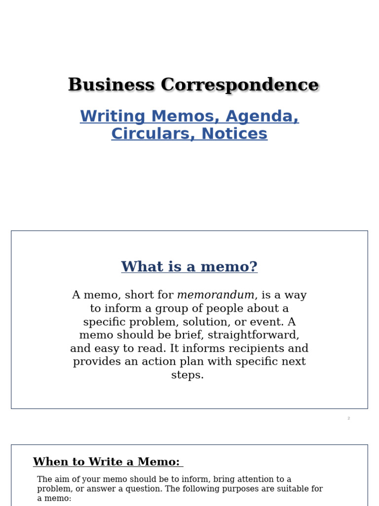 Memos, Agendas, and Circulars Guide | PDF | Memorandum | Agenda (Meeting)