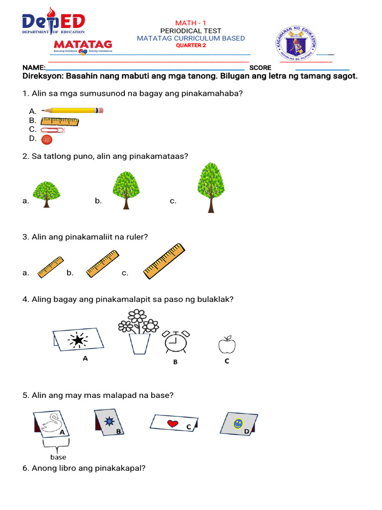 Ujian Matematika Kelas 1: Kuartal 2 | PDF