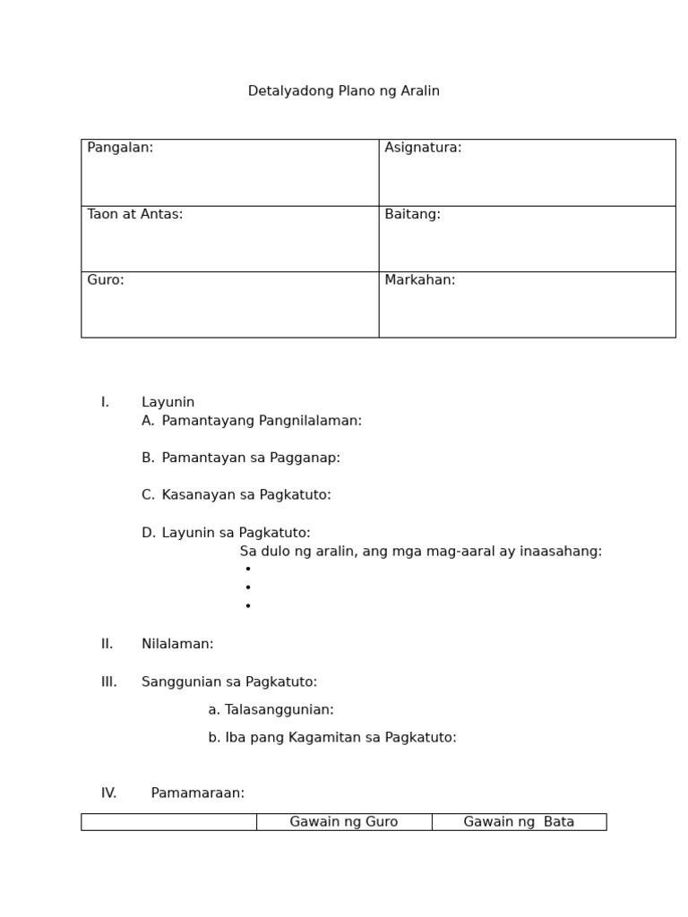 Filipino Template | PDF