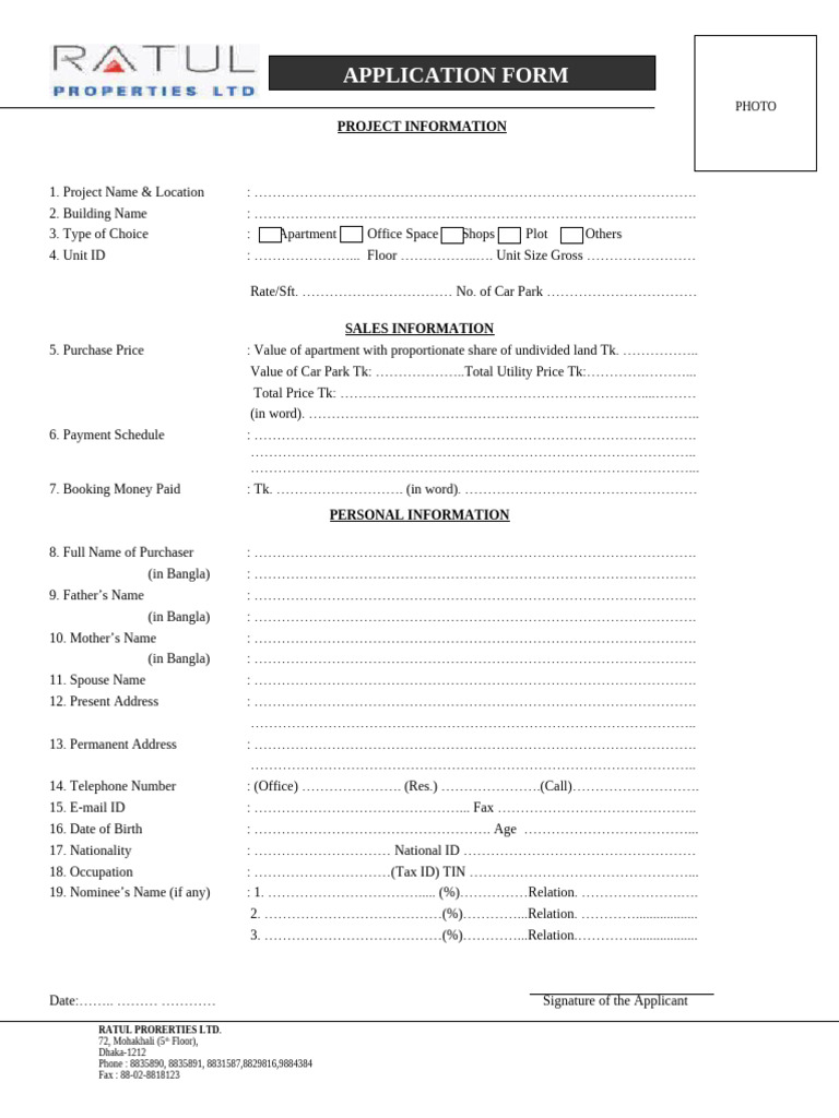 Sale Application Form | PDF | Payments | Fee