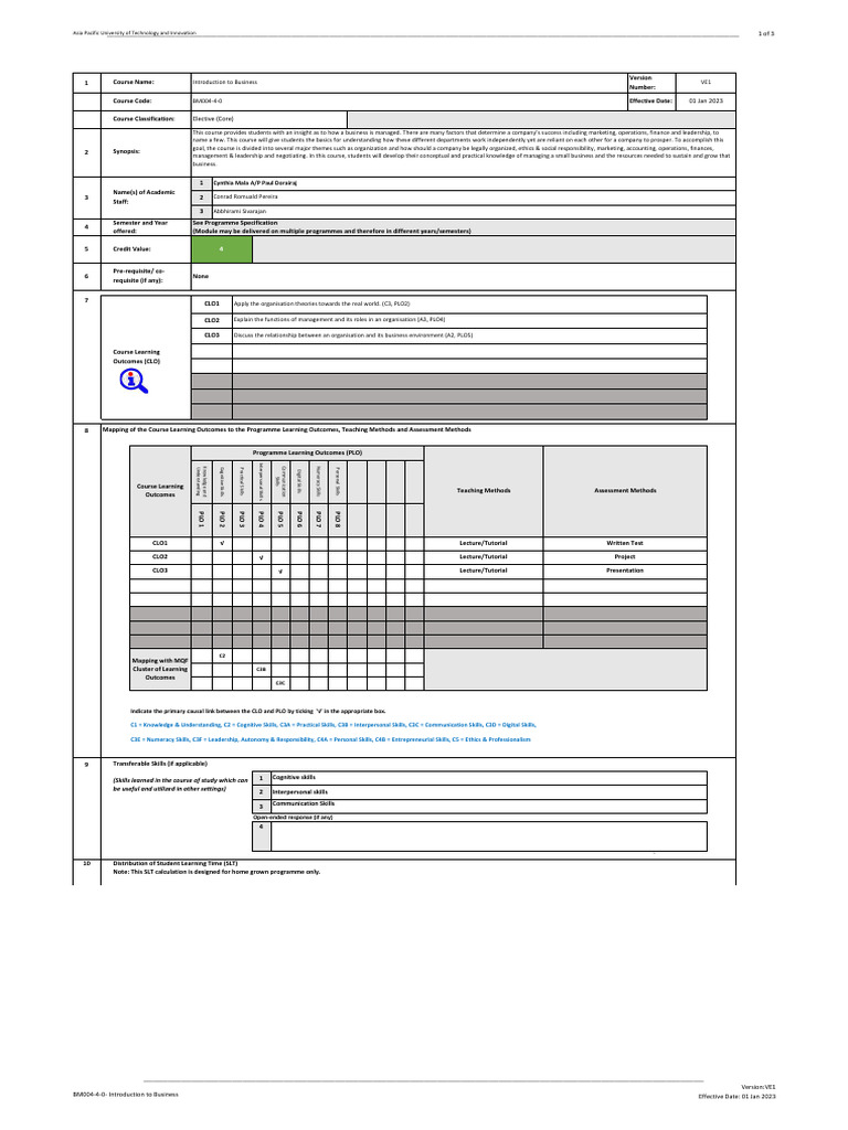 BM004-4-0-Introduction To Business (VE1) 1 January 2023 | PDF | Learning | Cognition