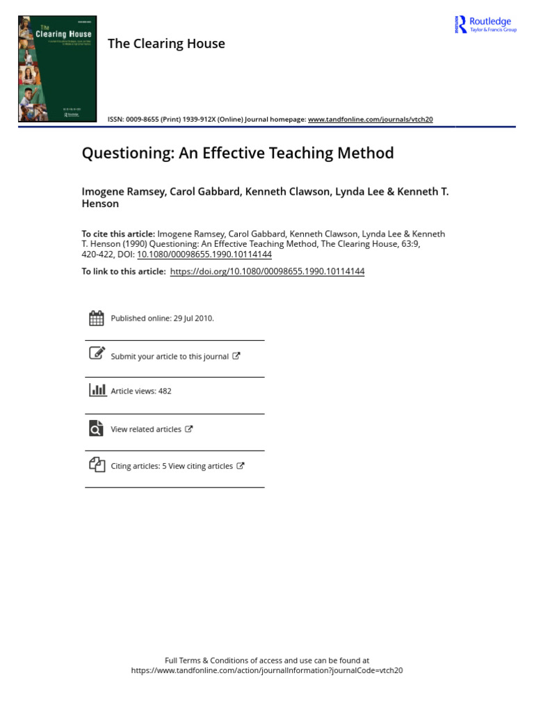 Questioning - An Effective Teaching Method | PDF | Teachers | Question