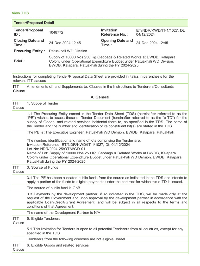 Section2 - Tender Data Sheet | PDF | Percentage | Taxes