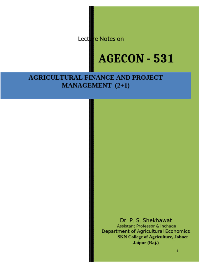 AGECON-531 | PDF | Microfinance | Loans