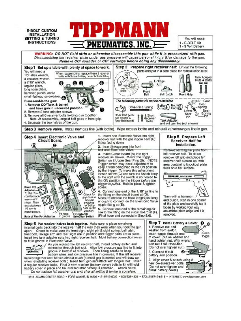 Tippmann 98 e Bolt Manual | PDF
