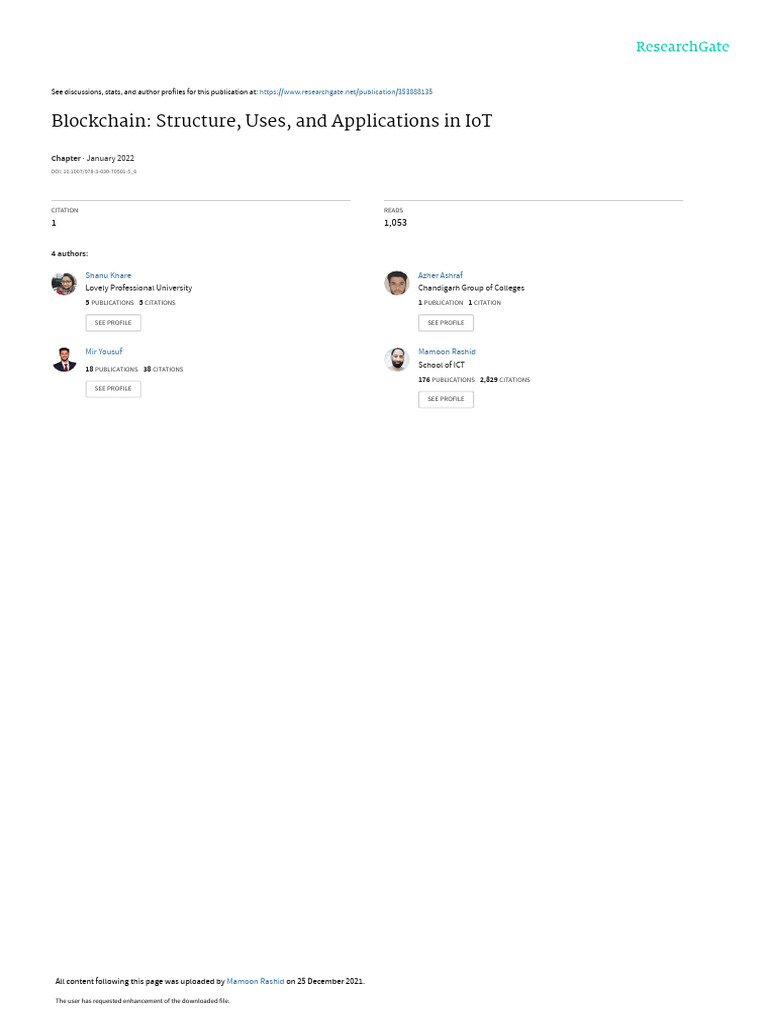 Blockchain Structure Chapter | PDF | Internet Of Things | Cryptocurrency