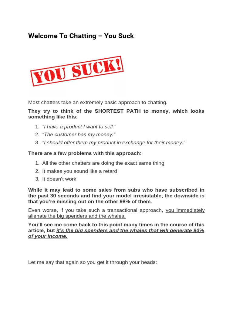 Welcome To Chatting - You Suck | PDF
