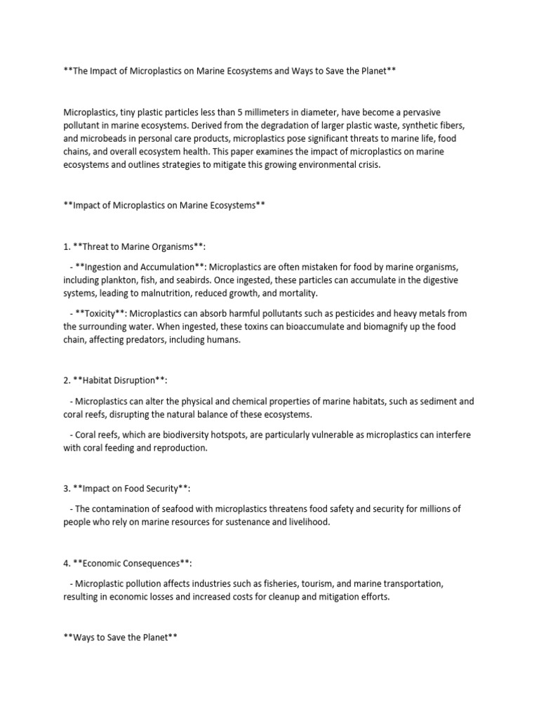 Microplastics' Threat to Marine Life | PDF | Waste Management | Pollution