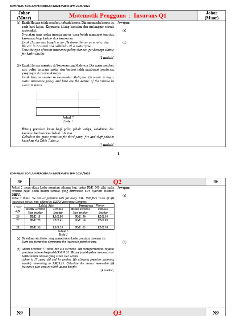 F5 3. Matematik Pengguna Insurans New | PDF