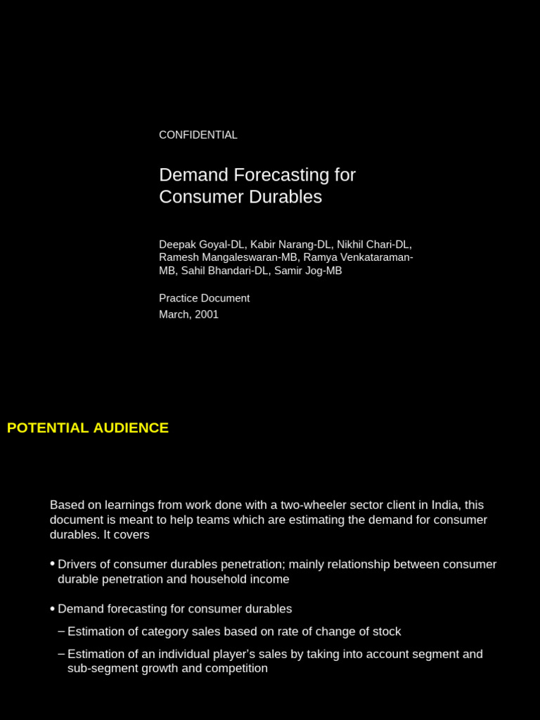 Demand Forecasting for Consumer Durables | PDF | Demand | Purchasing ...
