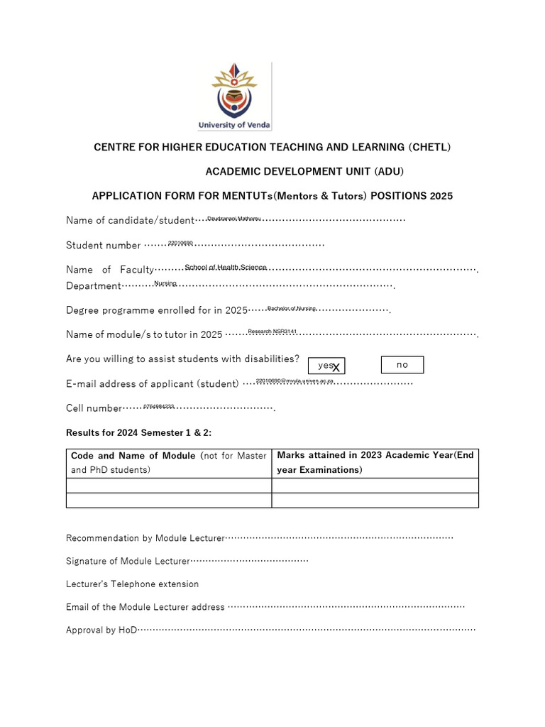 2025 Mentut Application Form | PDF