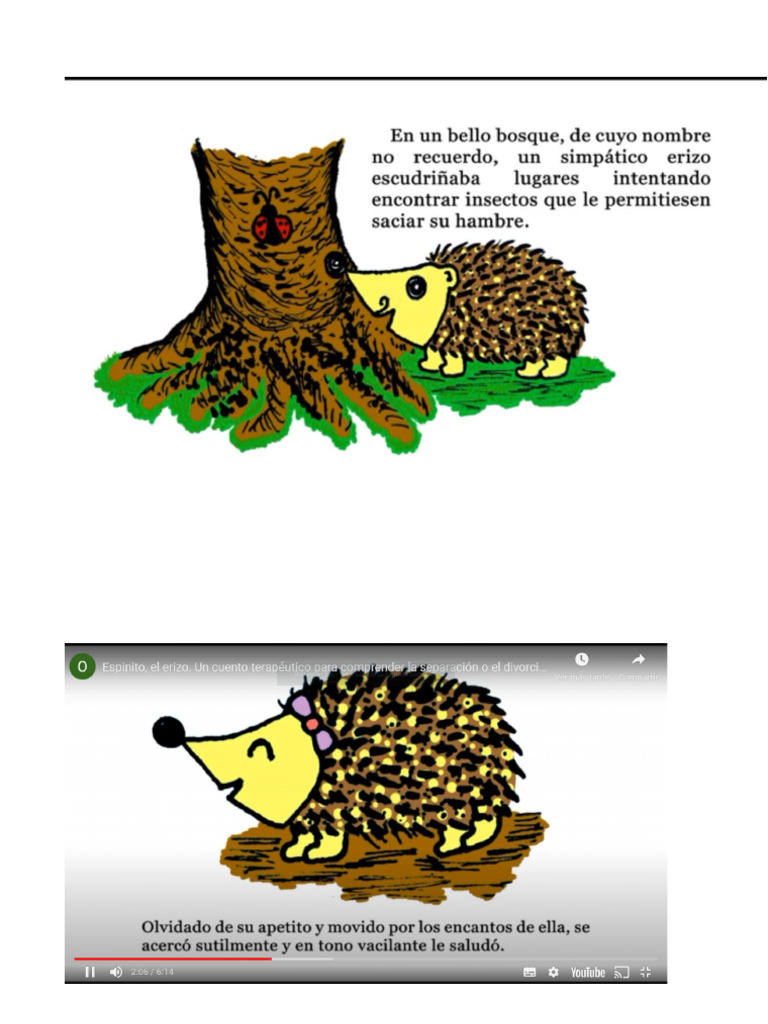 Cuento Terapeutico para Comprender Separacion de Padres Espinito El Erizo | PDF