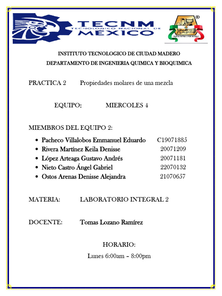 Practica 2 Volumen Molar | PDF | Cantidad | Mecánica de Medios Continuos