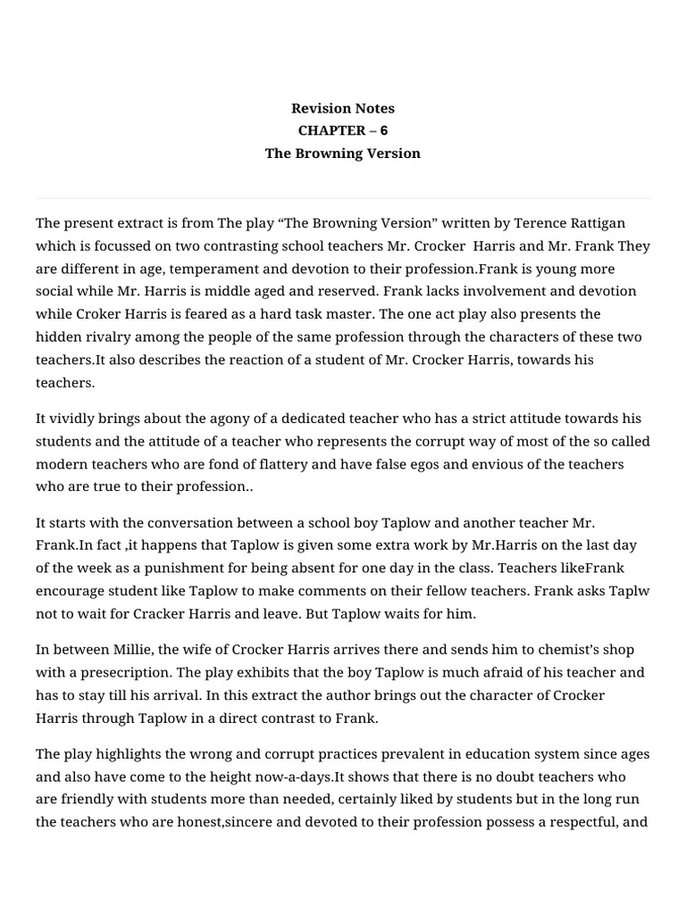 05. The Browning Version | PDF | Teachers