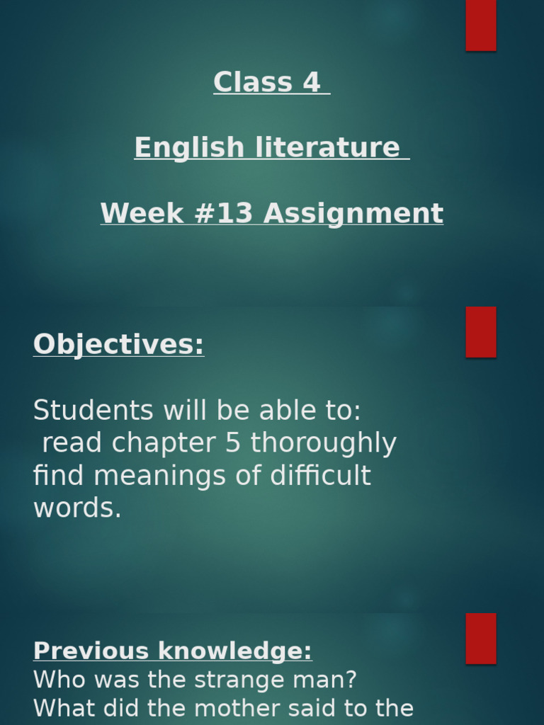 Week 13 English Literature Assignment | PDF