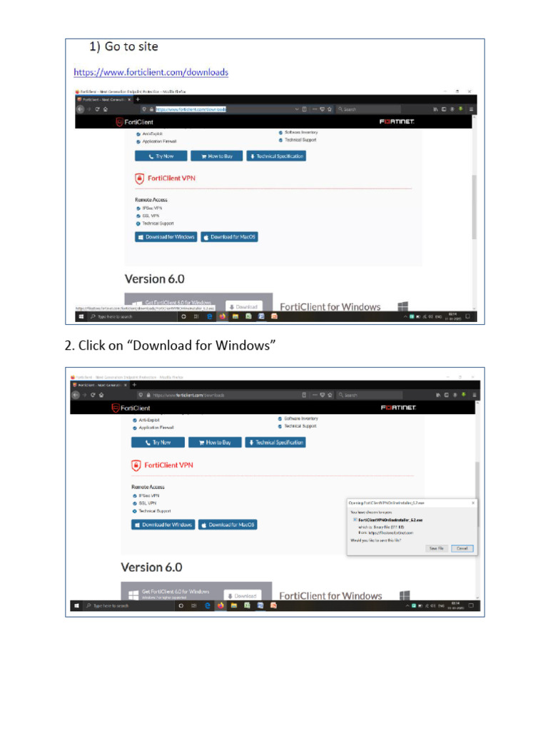 FortiNet VPN Client Installation-Configuration Process-WDC | PDF