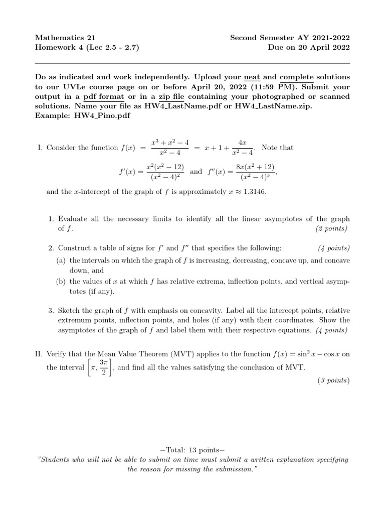 M21 HW4 | PDF | Mathematical Analysis | Mathematical Concepts