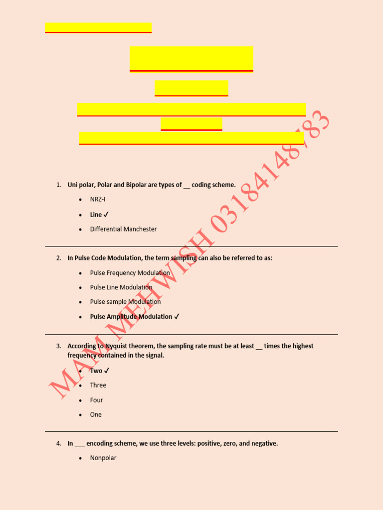 CS601 MCQs Mids 2024 Mam Mehwish | PDF | Modulation | Routing