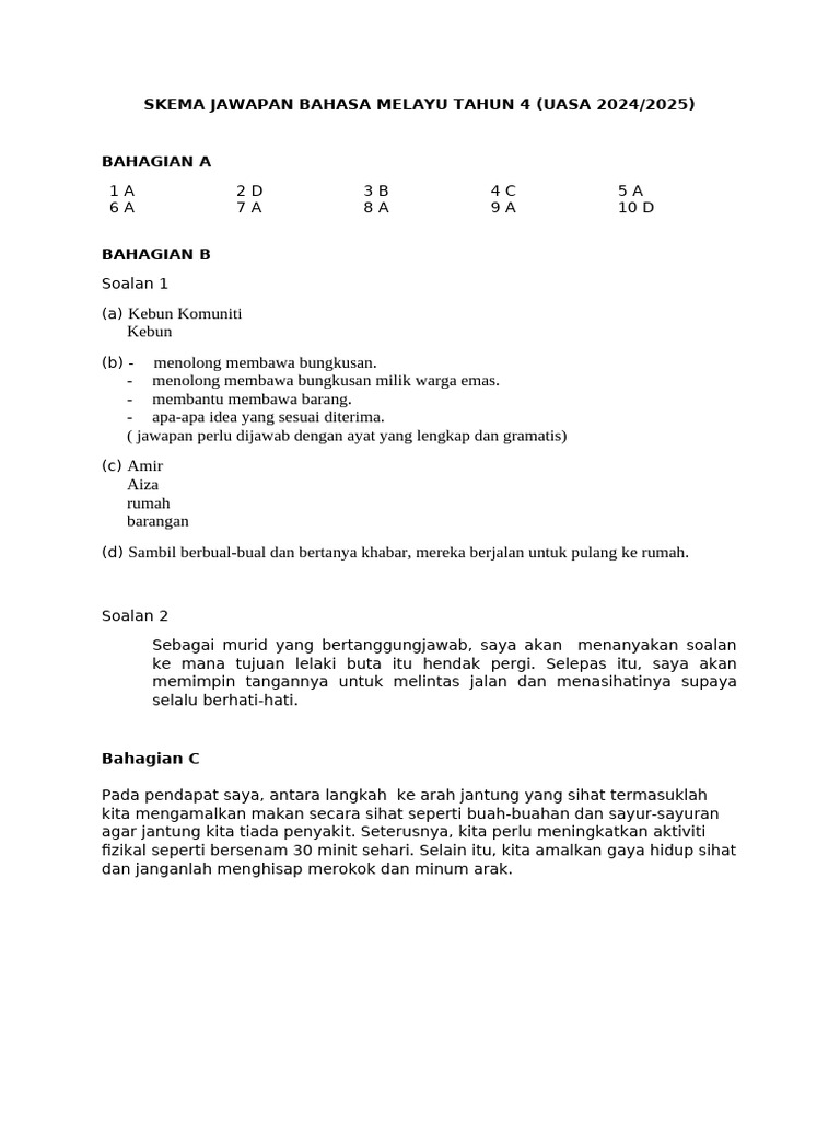 Skema BM Uasa THN 4 2024 | PDF