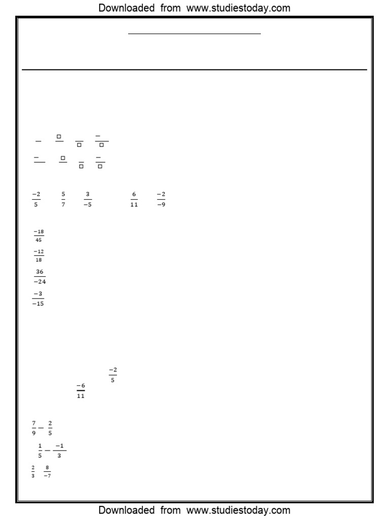 CBSE Class 7 Maths Worksheet - Rational Numbers | PDF